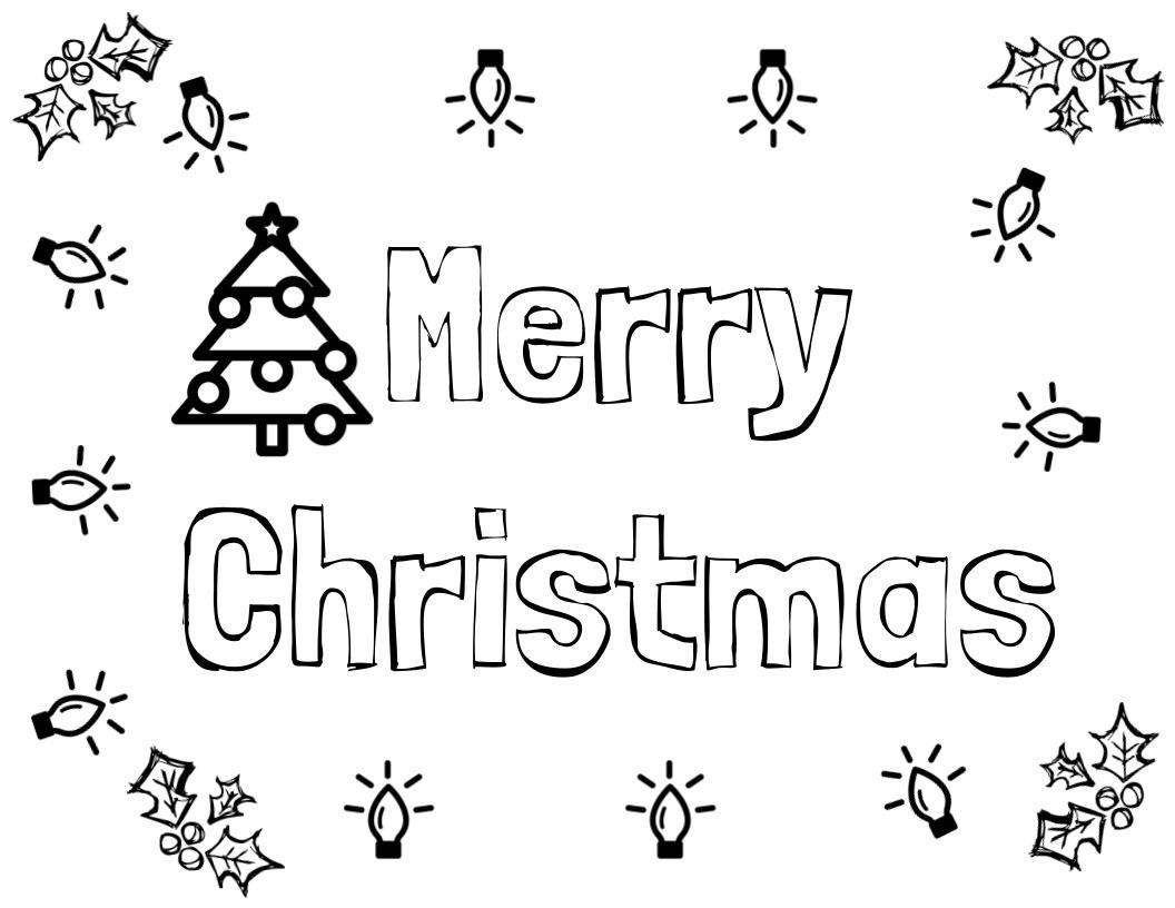 Printable "merry Christmas" Lights & Holly Coloring Sheet - Etsy