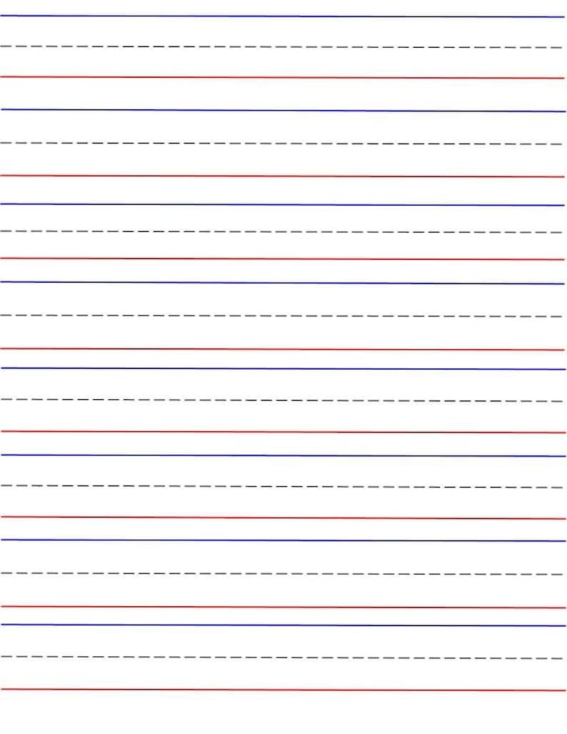 2 Printable Lined Handwriting Paper Red Bottom, Blue Top, Writing ...
