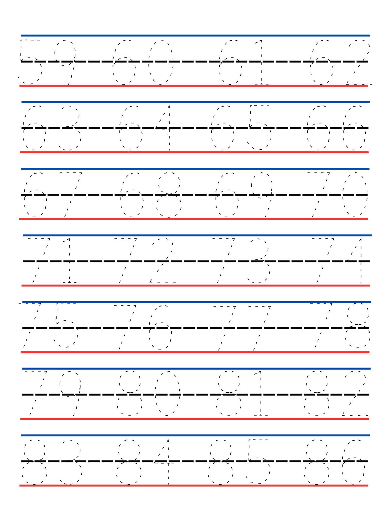 Traceable Numbers 1-110, Lined Paper Red Bottom, Blue Top, Writing ...