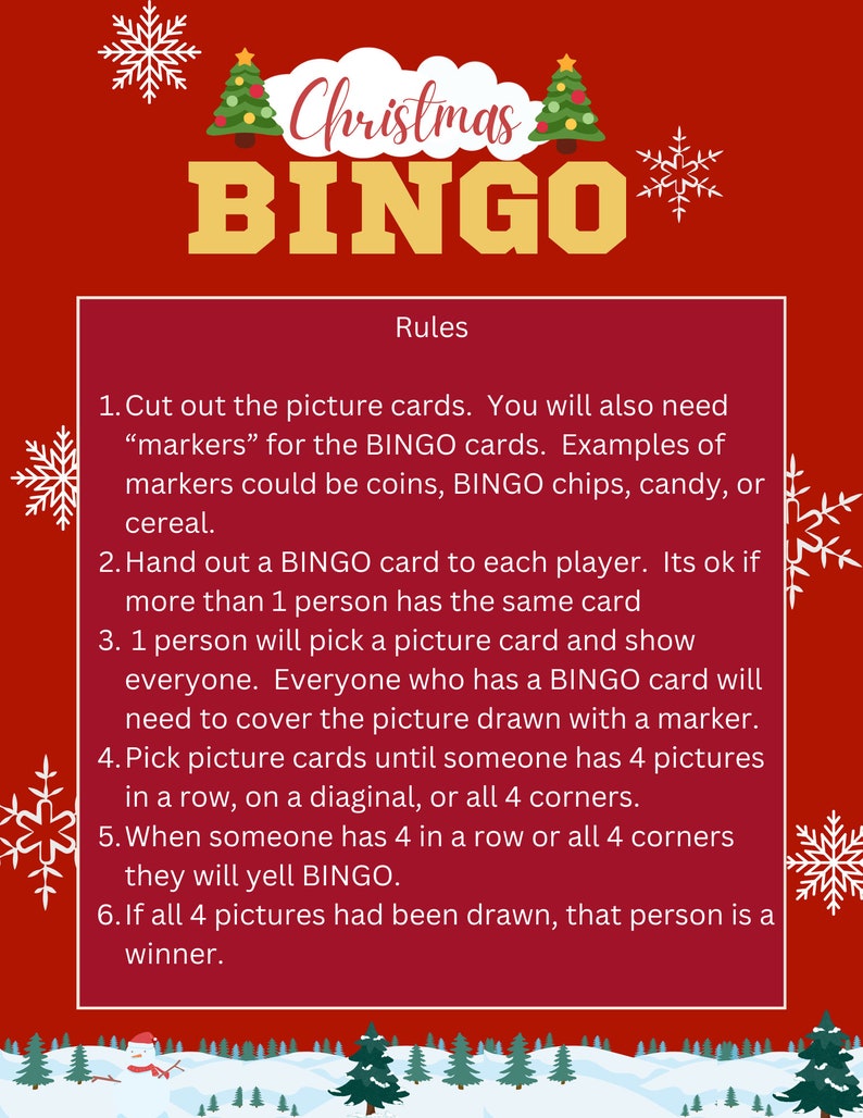 Christmas BINGO Game With 25 BINGO Cards - Etsy