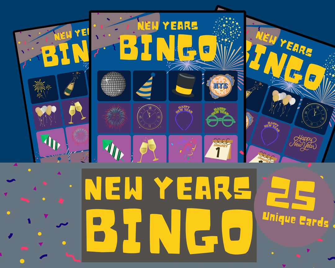 New Years Eve BINGO Game With 25 BINGO Cards - Etsy