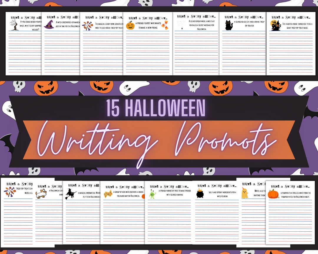 Halloween Writing Prompts for Beginners With Lined Handwriting Paper - Etsy