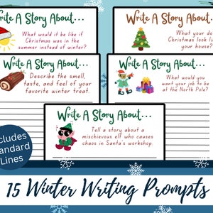 15 Winter and Christmas Writing Prompts With Beginner Lined Paper - Etsy