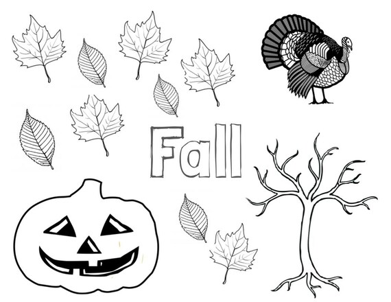 Printable fall Season Coloring Page Sheet Digital | Etsy