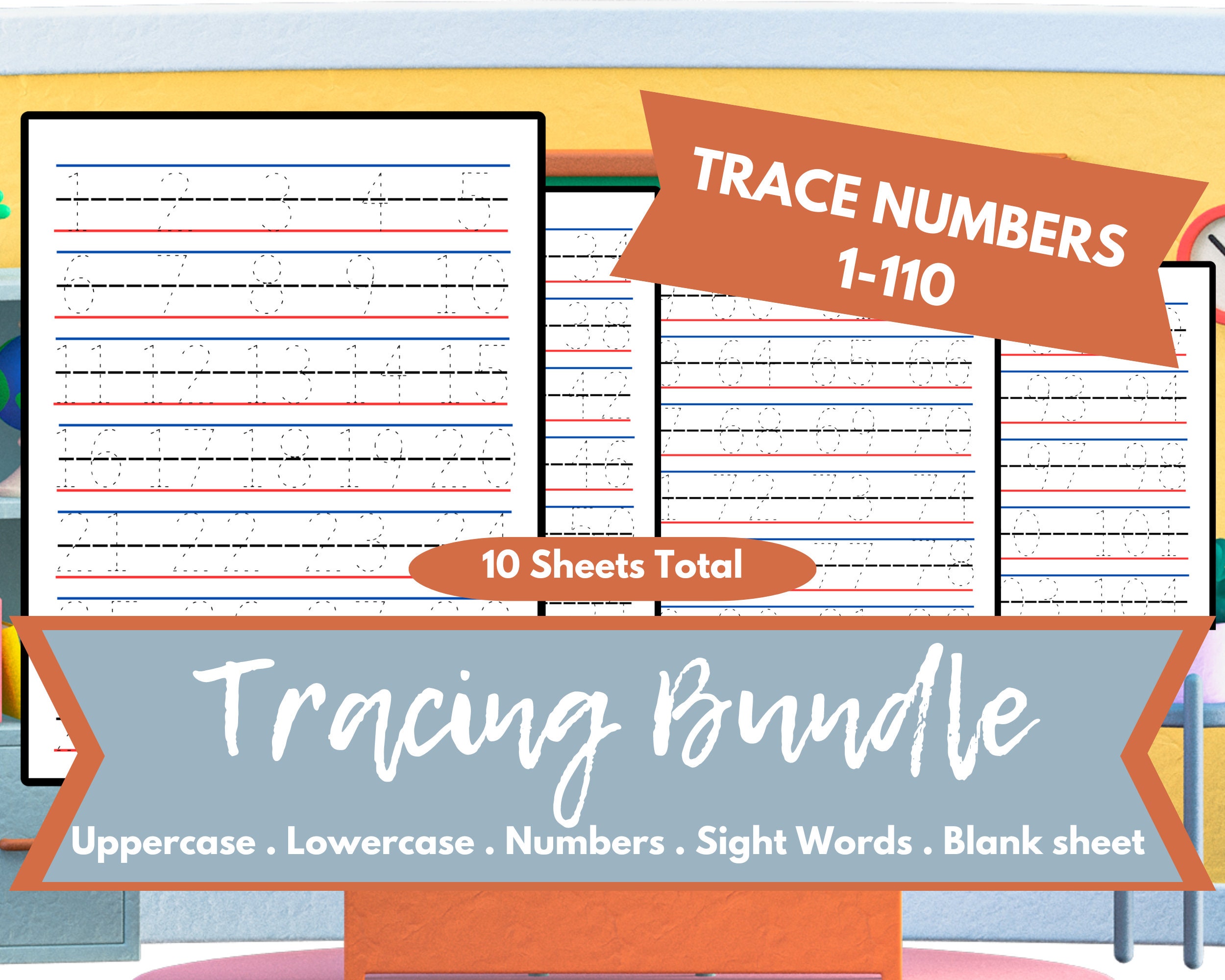 Handwriting Tracing Practice Bundle With Lined Paper - Etsy