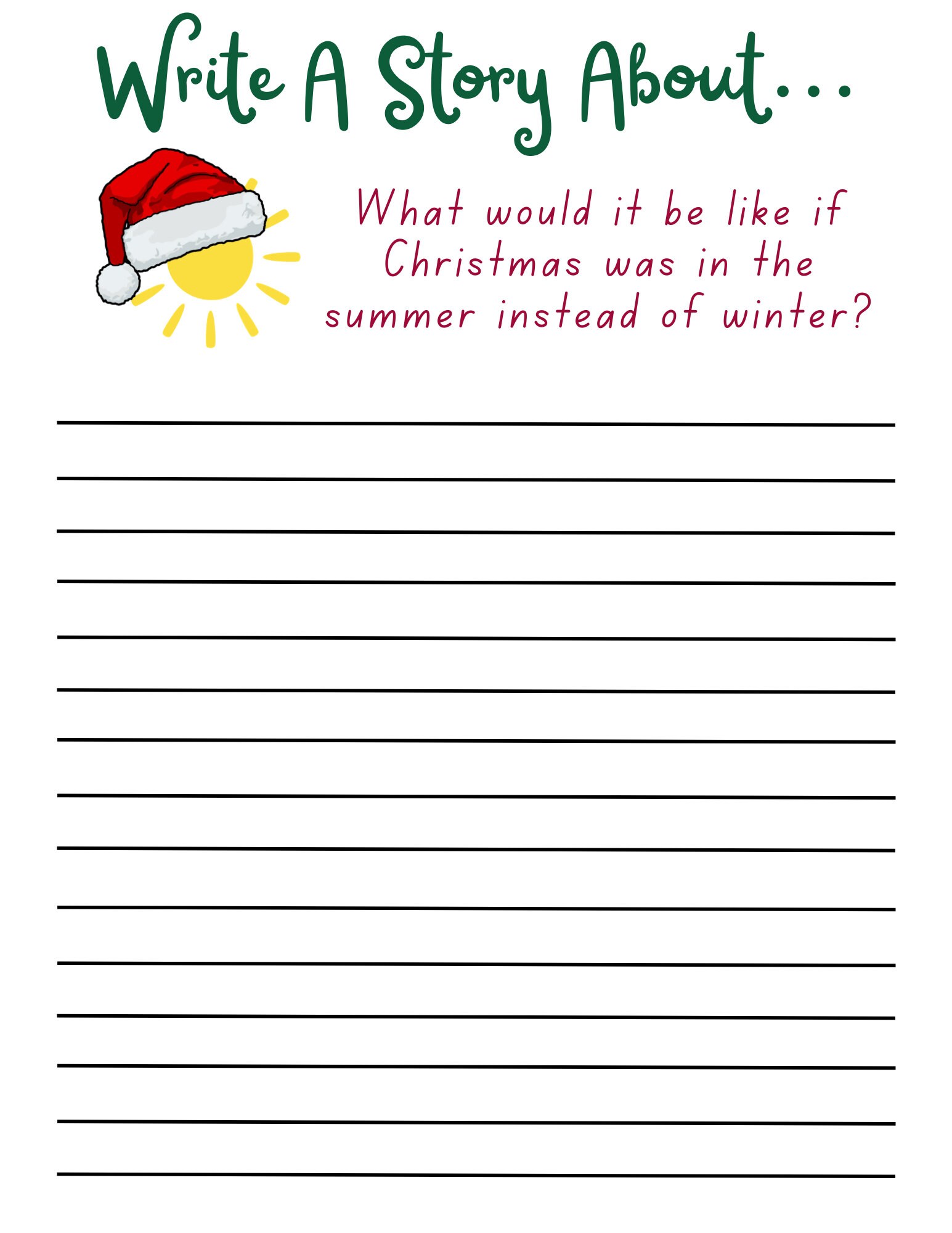 15 Winter and Christmas Writing Prompts With Beginner Lined Paper - Etsy