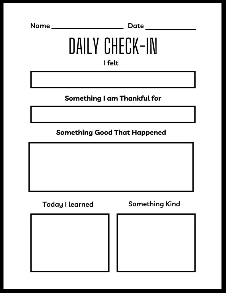 Daily Check in Digital Download. Daily Journal, Promotes Positivity ...