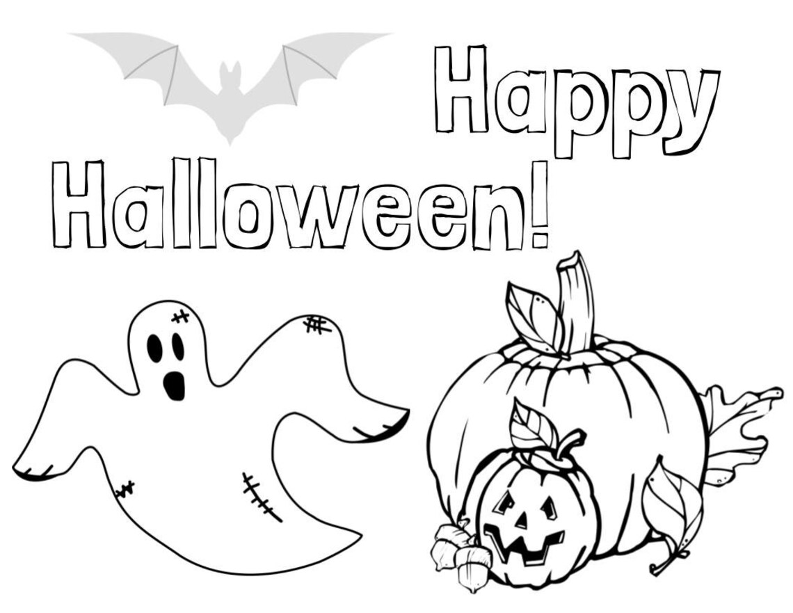 Printable happy Halloween Coloring Sheet - Etsy