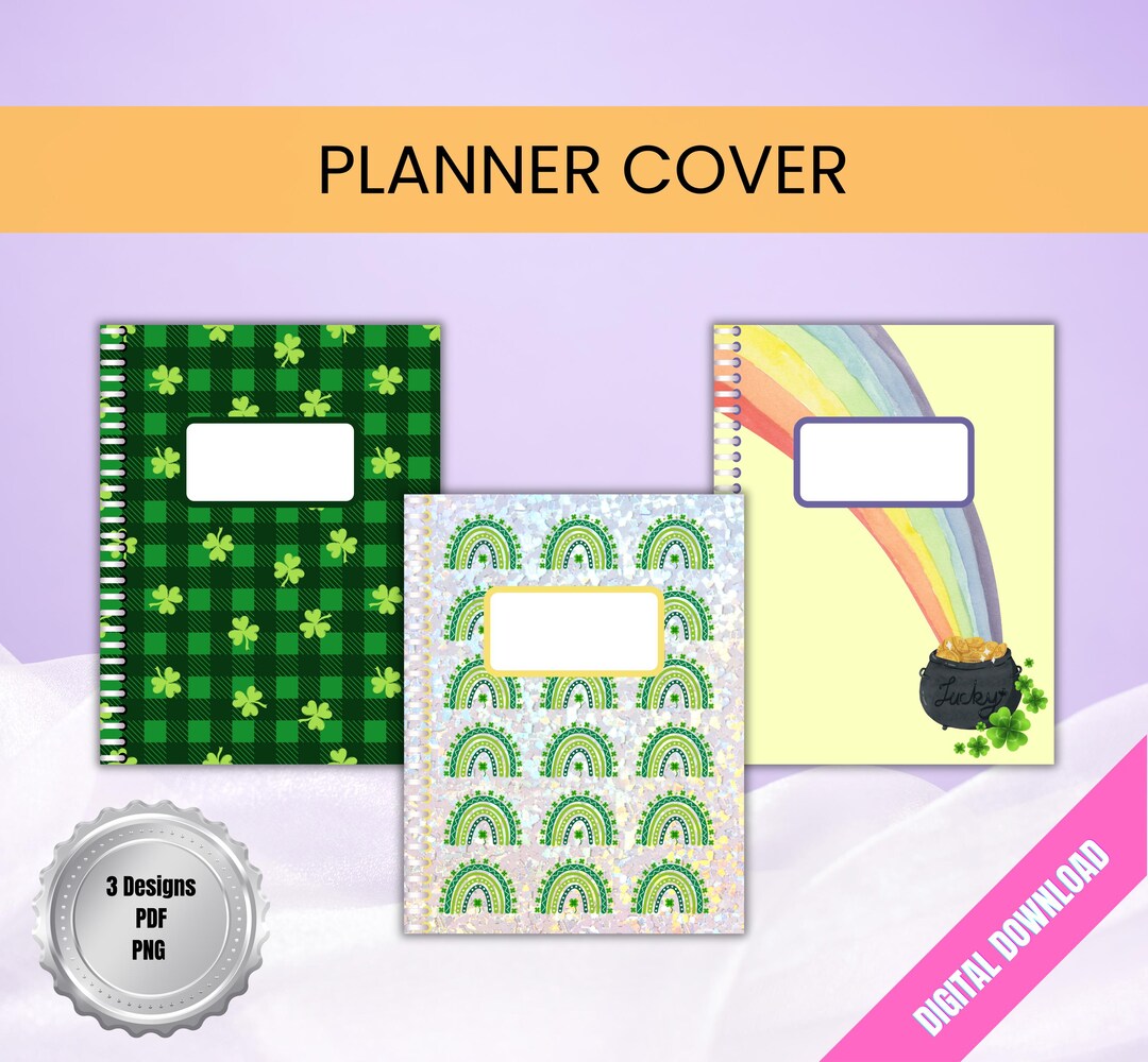 St Patrick's Day Shamrock 3-pack Digital Notebook Covers - Stylish ...