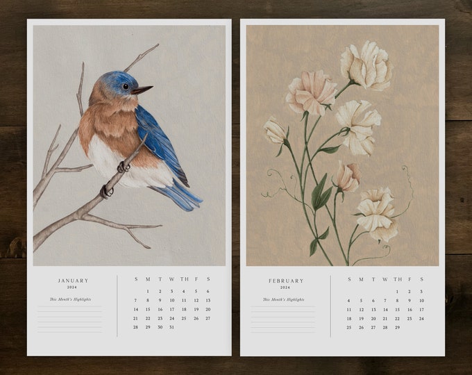 2024 Botanical Calendar | Wall Calendar | Nature Inspired | Flowers ...
