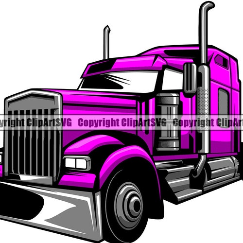 Purple Semi Tractor Trailer Female Woman Truck Driver Lady - Etsy
