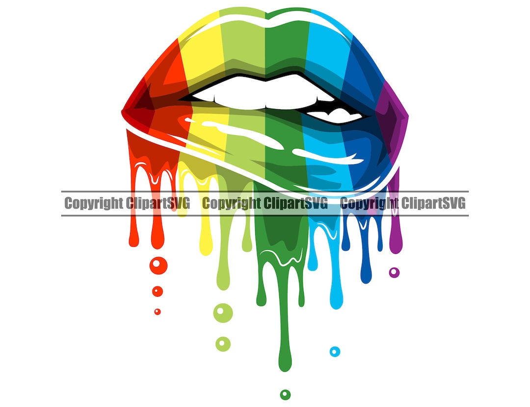 Sexy Bite Lip Rainbow Gay Interest Pride Lbgt Drip Dripping Mouth Mask