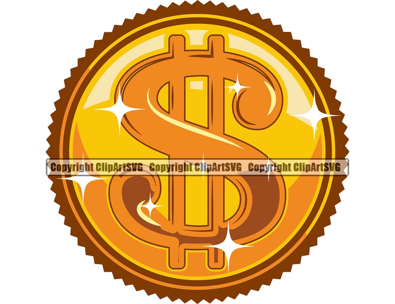 Gold Coin Dollar Sign Collecting Money Cash Rich Bank Save Loan Usd ...