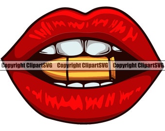 Sexy Bite Bullet Lips Svg - Etsy