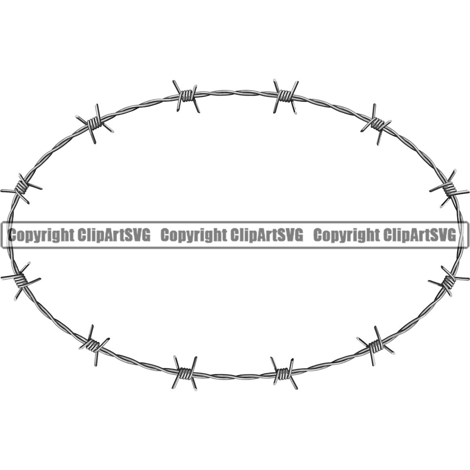 Barbed Wire Oval Round Frame Razor Fence Fencing Barb Bob Forbidden ...