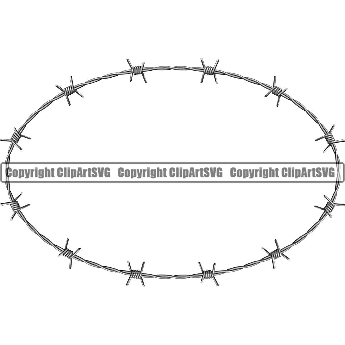 Barbed Wire Oval Round Frame Razor Fence Fencing Barb Bob Forbidden ...