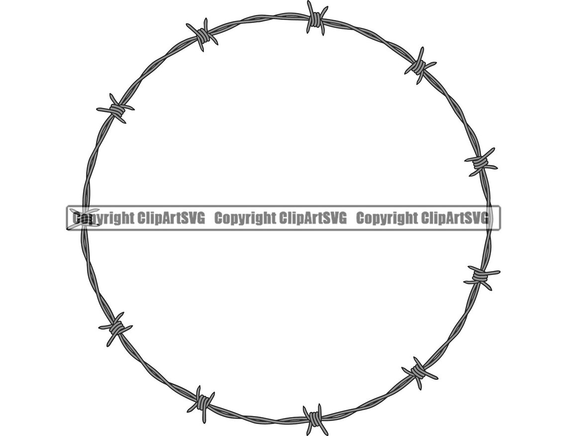 Barbed Wire Oval Round Frame Silver Razor Fence Fencing Barb Bob ...