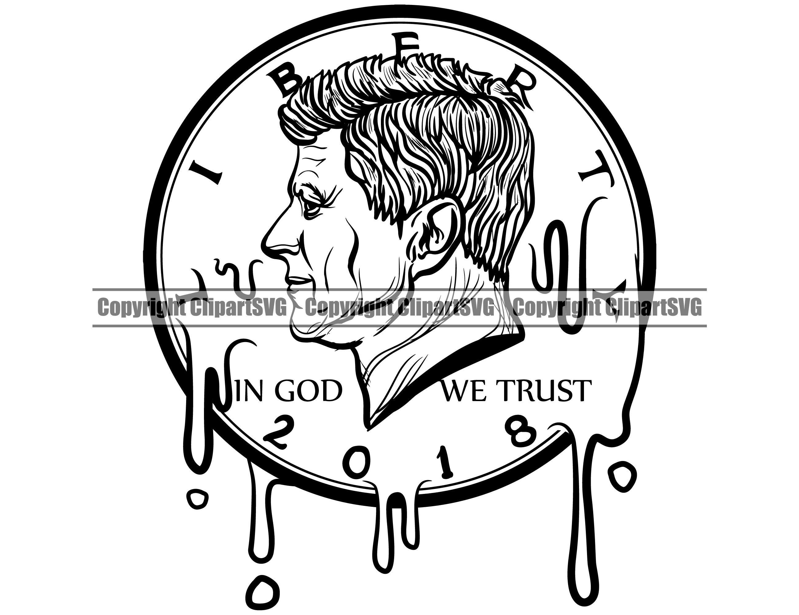 50 Cent Coin Half Dollar Bill Dripping Money Drip Wealth Cash Rich ...