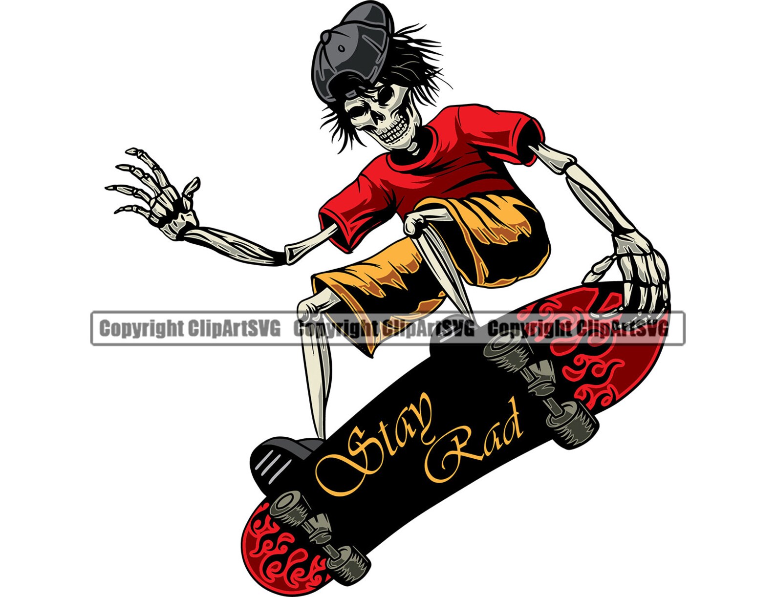 Skateboarding Skull Skeleton Skateboard Sk8 Skater Skate Skating Deck ...