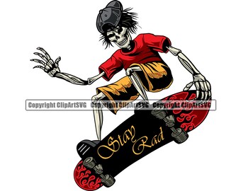Skateboarding Skull Skeleton Skateboard Sk8 Skater Skate Skating Deck ...