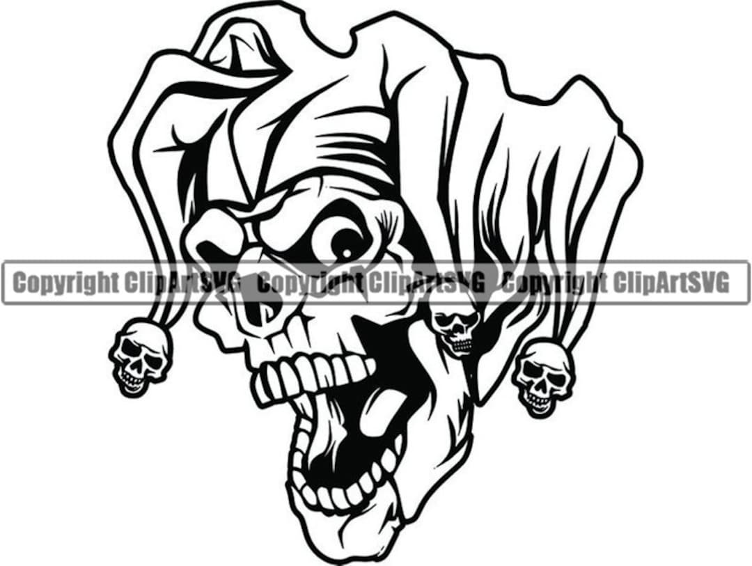 Evil Jester Skull Drawing