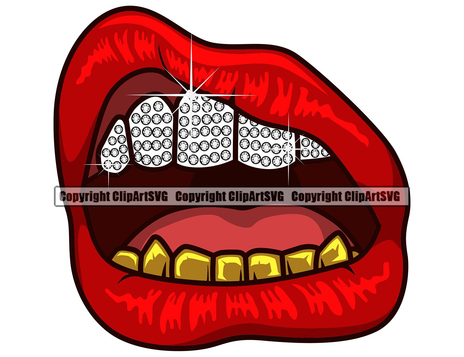 Sexy Lips Diamond Teeth Bling Mouth Gold Ring Piercing Grill - Etsy