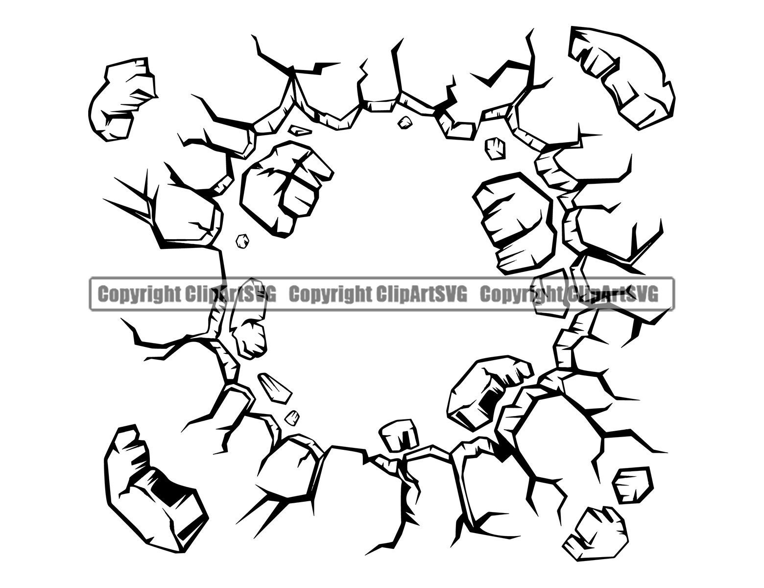 Object Exploding Through Cracked Hole Wall Floor Break Hit Smash Brick ...