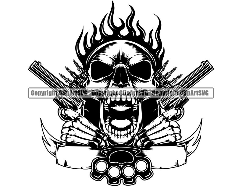 Skull Skeleton Hand Hold Holding Gun Pistol Brass Knuckle Evil Kill ...