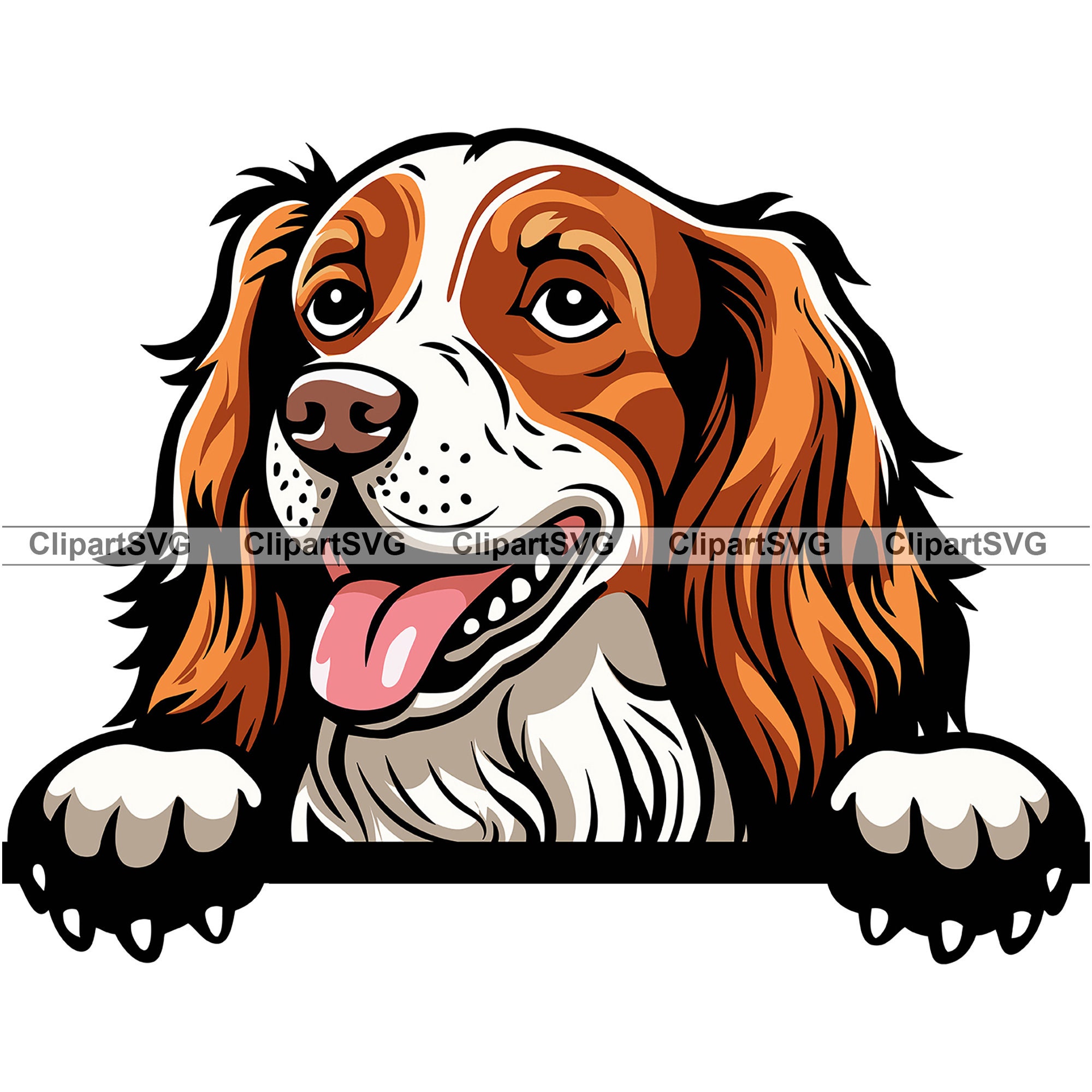 Welsh Springer Spaniel Smiling Peeking Dog Cute Puppy Head - Etsy