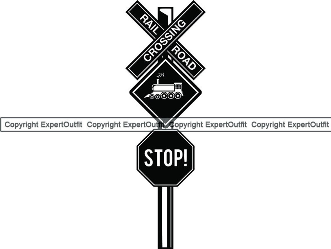 Train Railroad Crossing Cross Sign Traffic Symbol Roadway Track Signage ...