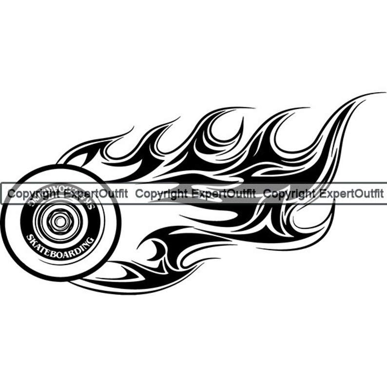 Skateboard Wheel Motion Fire Flames Skateboarding Skateboarder ...