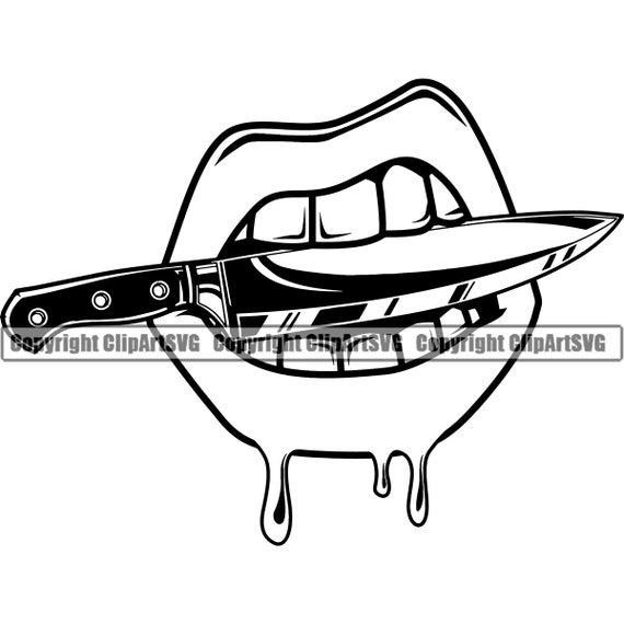 Sexy Lips Bite Sharp Knife Blade Drip Dripping Mouth Mask | Etsy