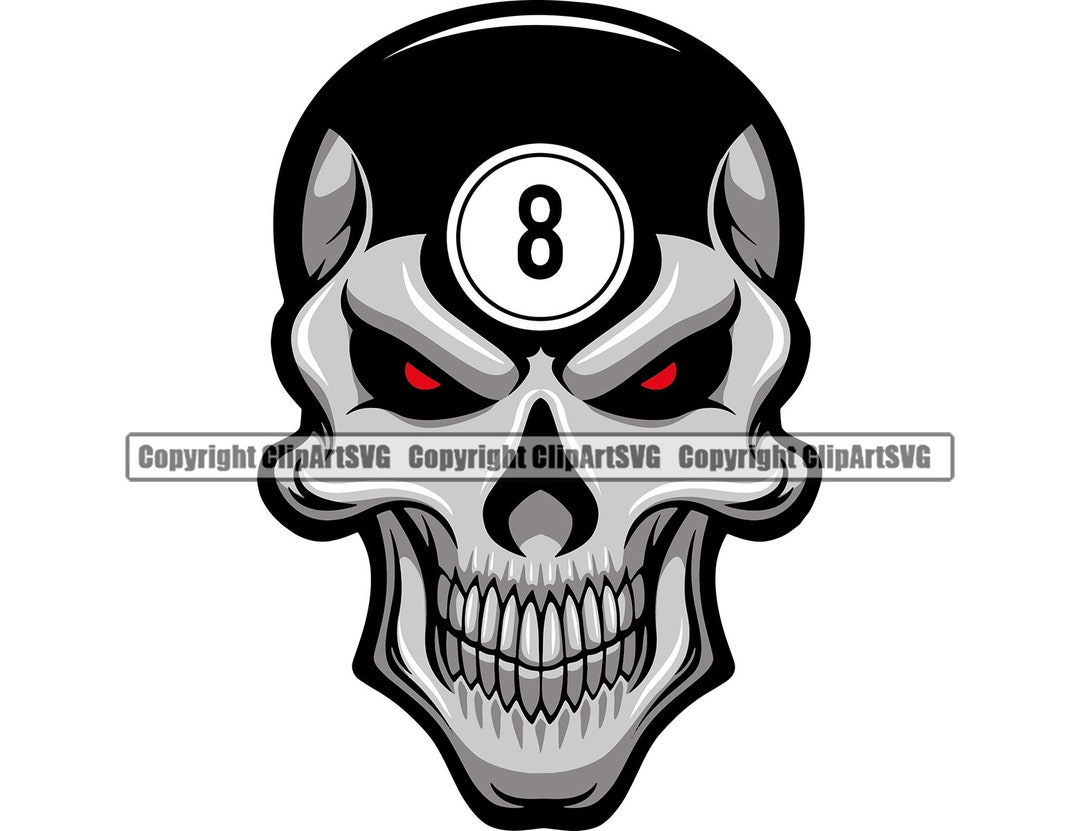 8-ball Skull Skeleton Billiards Pool Player Silhouette Emblem Snooker 9 ...
