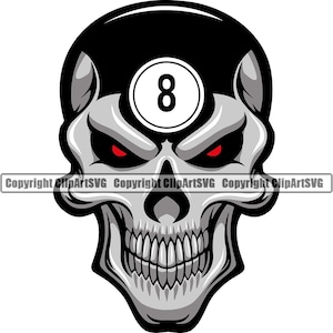 8-ball Skull Skeleton Billiards Pool Player Silhouette Emblem - Etsy
