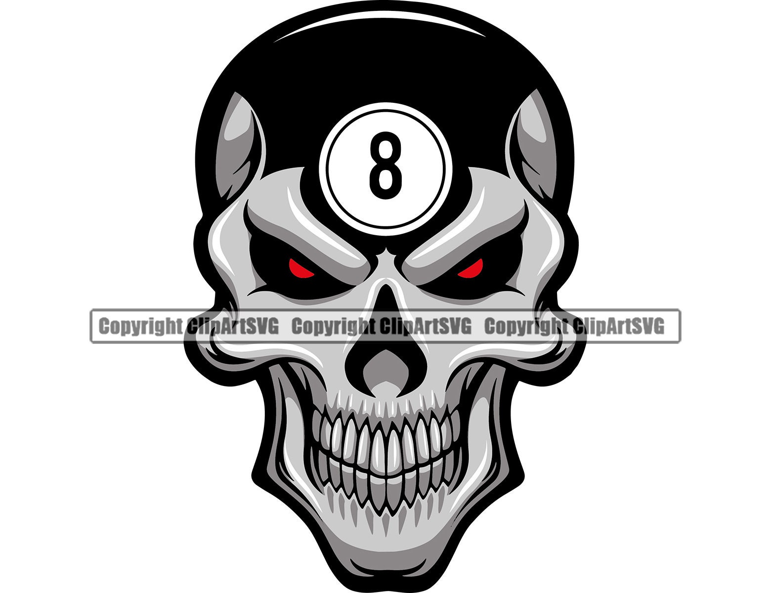 8-ball Skull Skeleton Billiards Pool Player Silhouette Emblem | Etsy