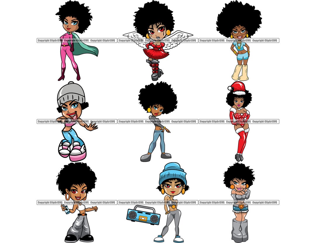 BUNDLE Black Woman Nubian Queen Princess Girl Afro Beauty Big Eye ...