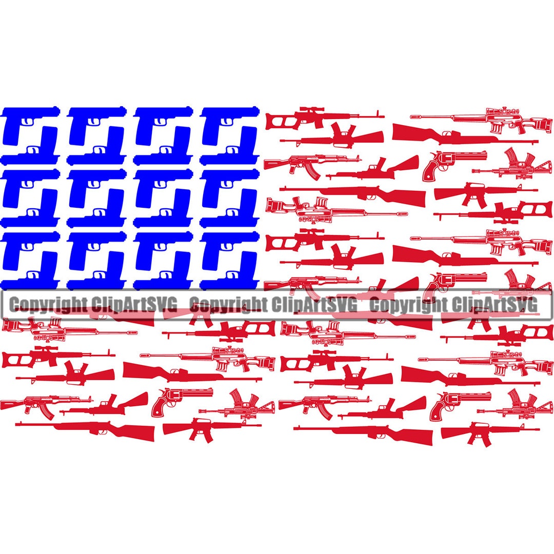 Gun Flag USA United States America Pistol Rifle Bullet Firearm American ...