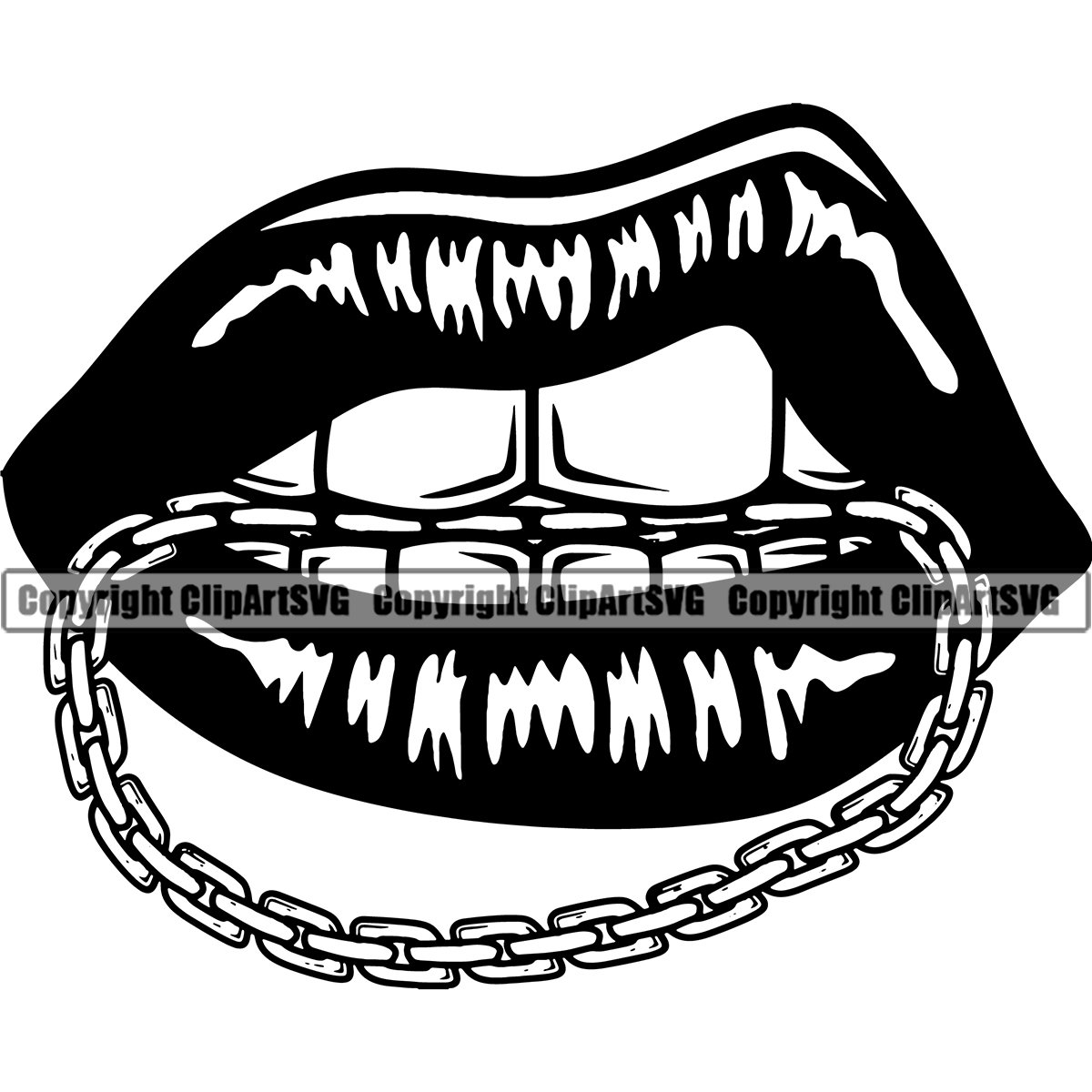 Sexy Lips Mouth Bite Chain Thug Gangster Mean Mug Mask Woman Female ...