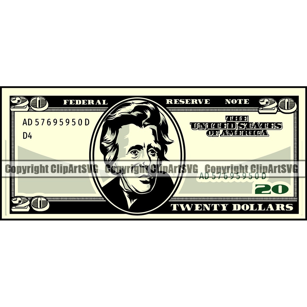 20 Twenty Dollar Bill Paper Money Cash Rich Dead President Bank Note ...