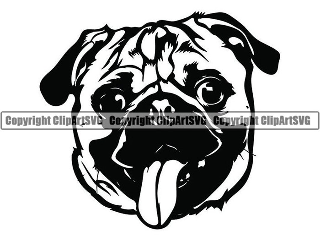 Pug #9 Dog Breed K-9 Animal Pet Hound Lap Teacup Puppy Head Face Canine ...