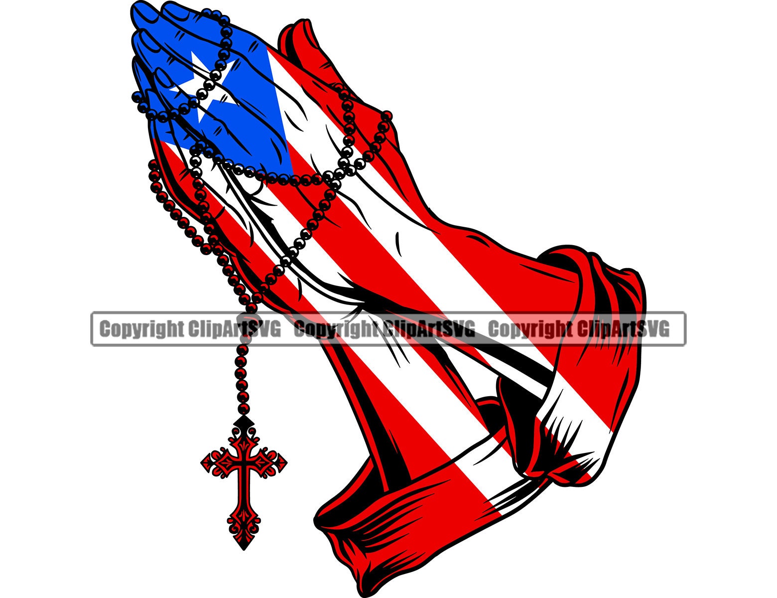 Puerto Rico Rican Praying Hands Rosary Beads Cross Jesus God - Etsy ...