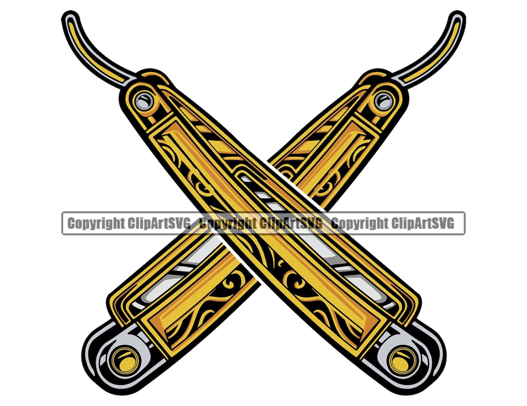 Barber Gold Straight Razor Salon Shop Haircut Hair Hairstylist Cut ...
