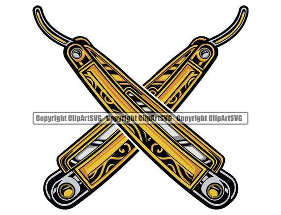 Barber Gold Straight Razor Salon Shop Haircut Hair Hairstylist - Etsy