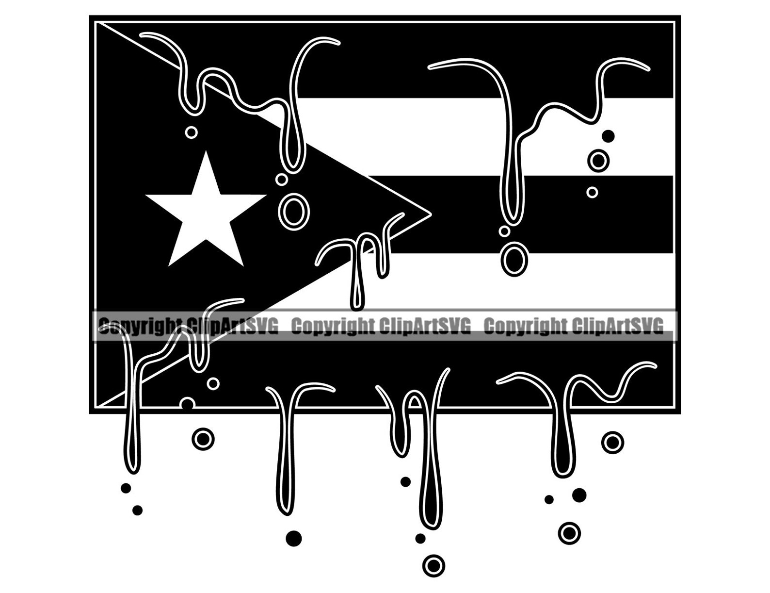 Puerto Rico Rican Dripping Drip Melt Melting Flag Country - Etsy