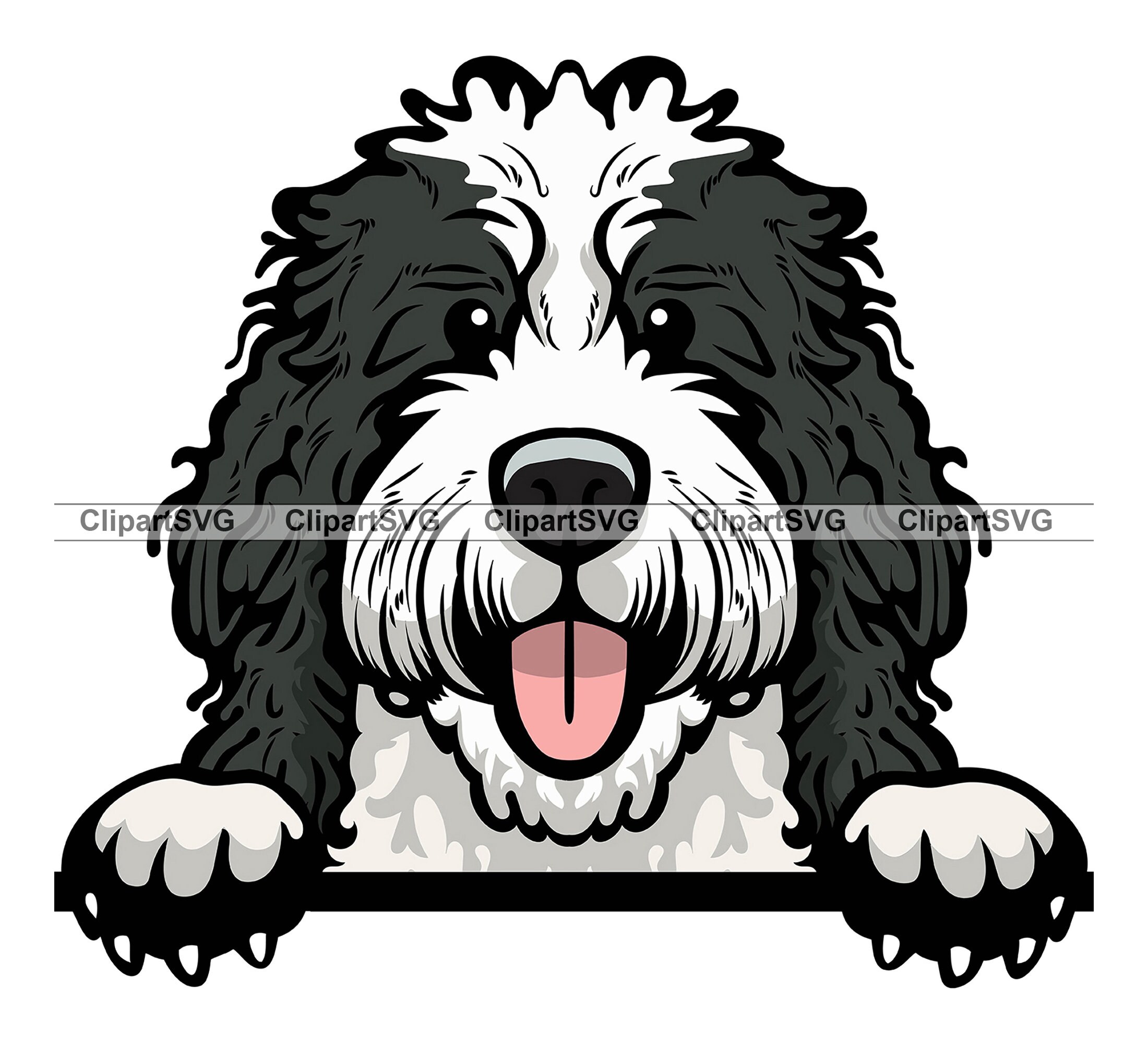 Sheepadoodle Smiling Peeking Dog Cute Puppy Head Canine Pet Old English ...