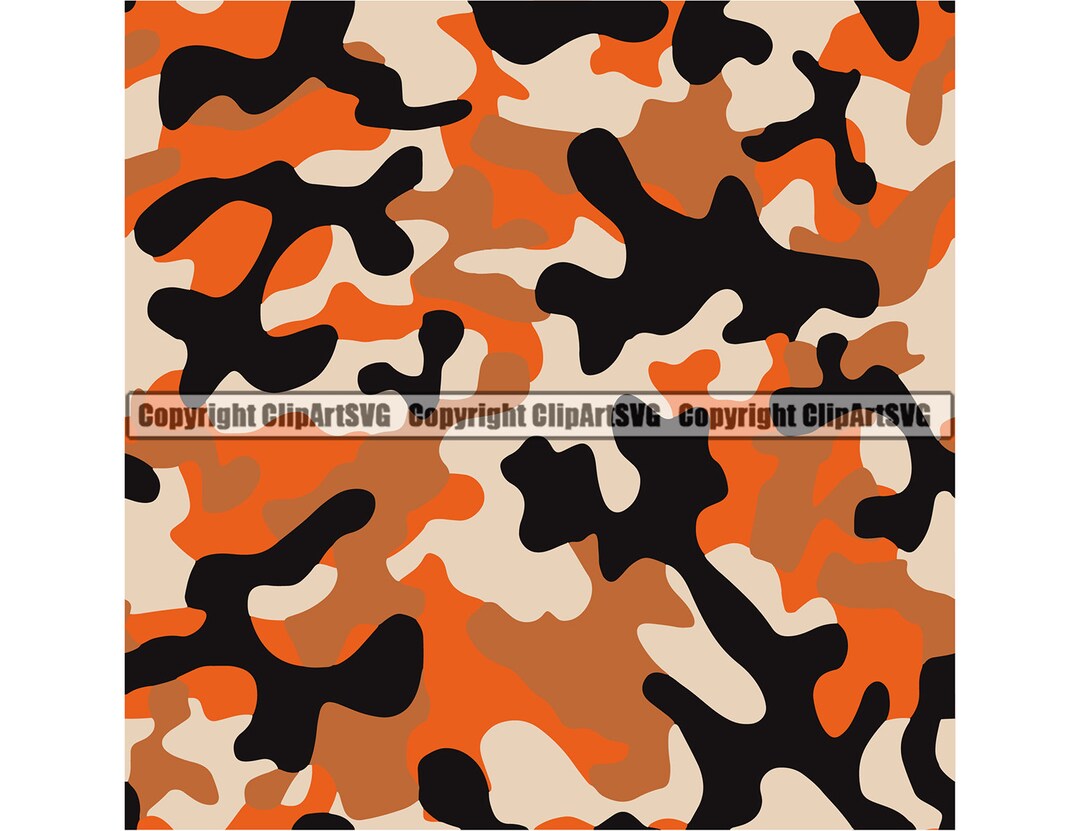Orange Camo Camouflage Seamless Pattern War Print Military Hunt Wrap ...