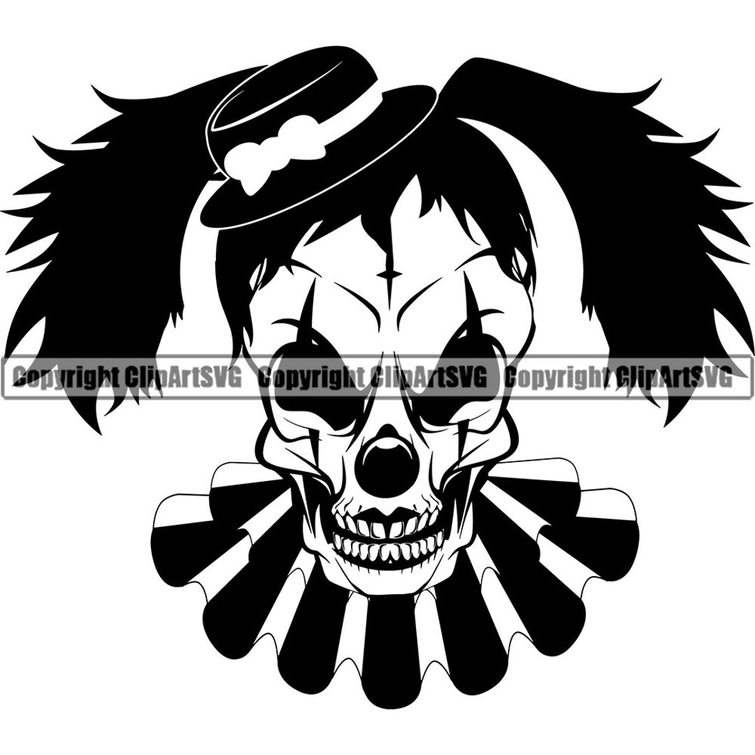 Evil Clown Circus Scary Skull Death Kill Killer Tattoo Fear Scared Face ...