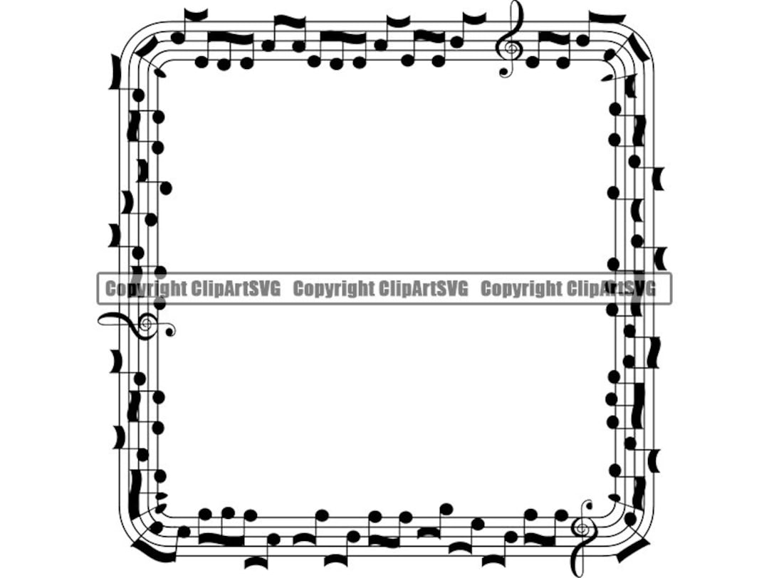 Music Note Square Box Frame Border Symbol Treble Clef Sheet Musical ...