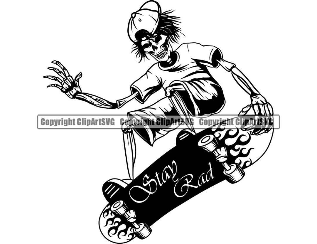 Skateboarding Skull Skeleton Skateboard Sk8 Skater Skate Skating Deck ...