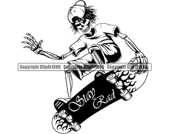 Skateboarding Skull Skeleton Skateboard Sk8 Skater Skate Skating Deck ...
